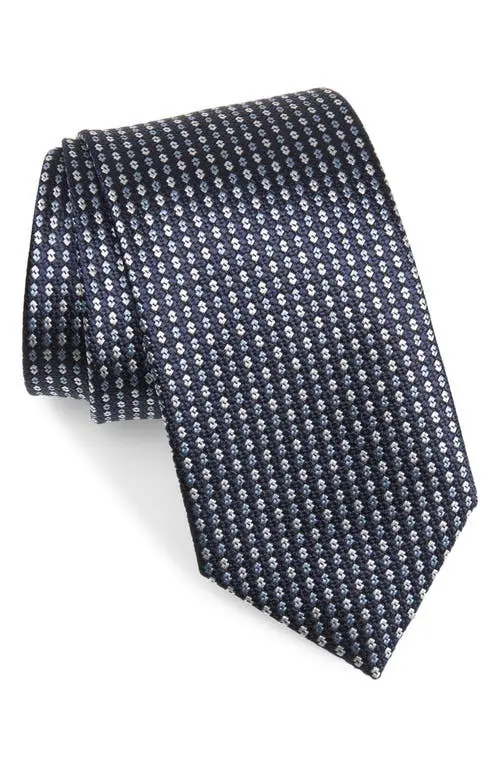Zegna Geo Silk Tie - Dark Blue