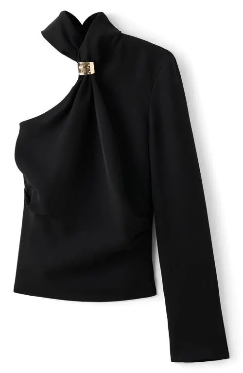 Mango Metal Detail One-shoulder Top