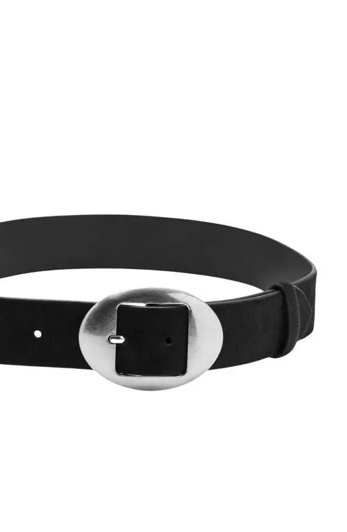 Mango Oval Buckle Calf Hair Belt