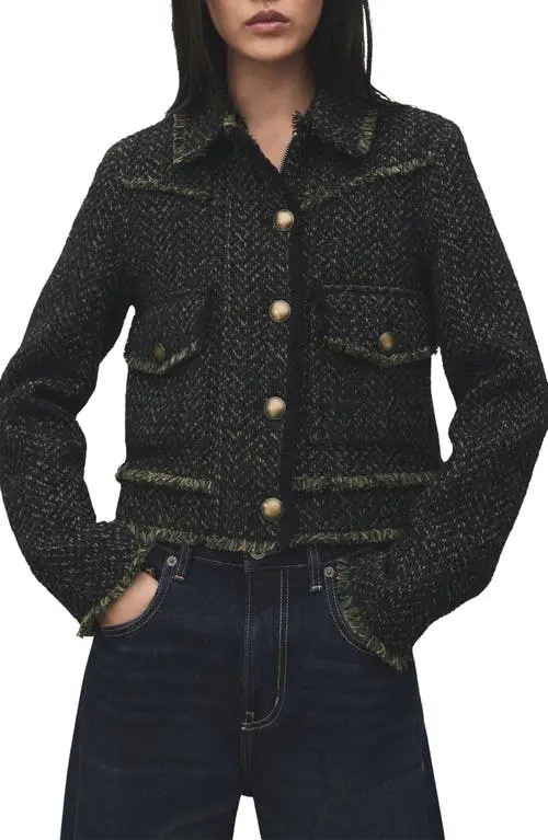 Mango Zip Front Tweed Jacket