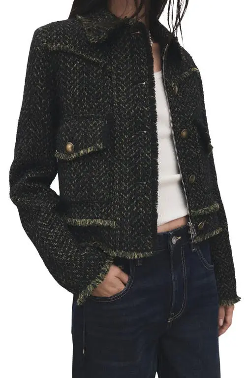 Mango Zip Front Tweed Jacket
