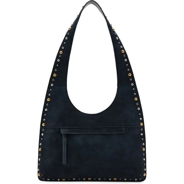 Mango Studded Suede Shoulder Bag