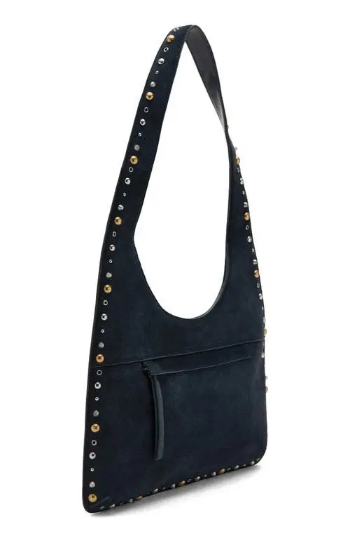 Mango Studded Suede Shoulder Bag