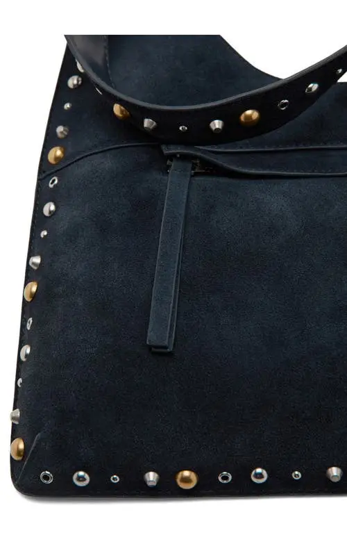 Mango Studded Suede Shoulder Bag