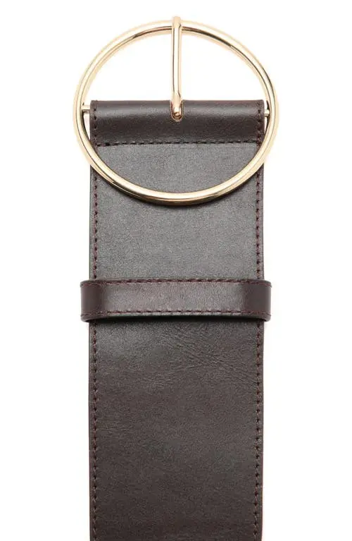 Mango Round Buckle Leather Wide Belt