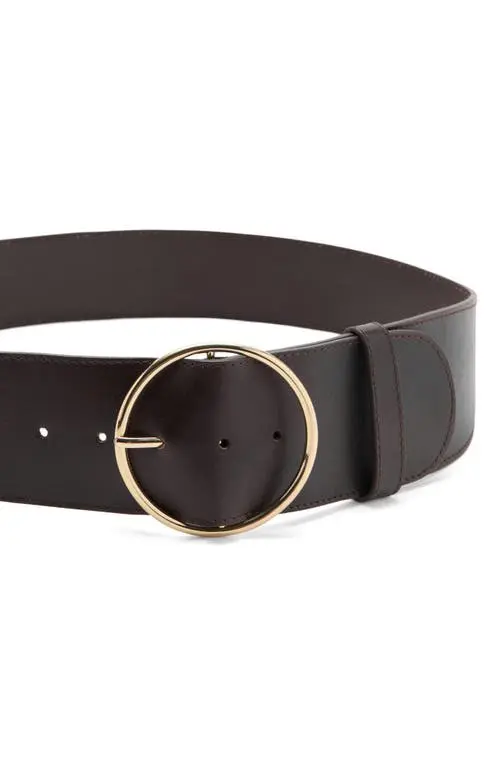 Mango Round Buckle Leather Wide Belt