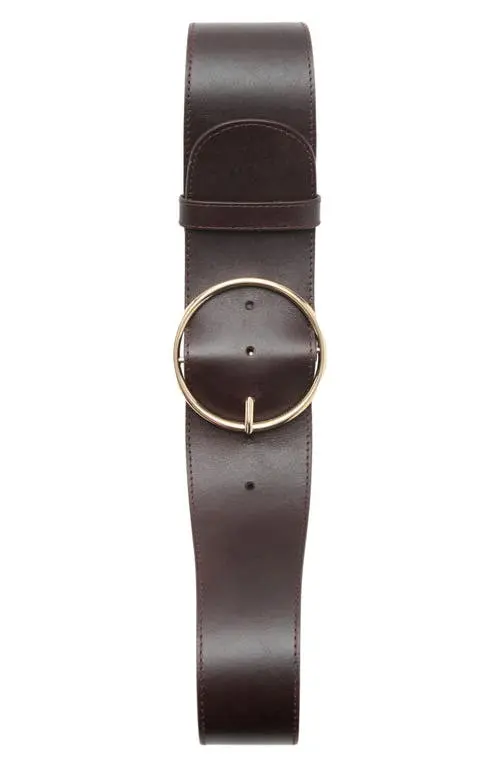 Mango Round Buckle Leather Wide Belt