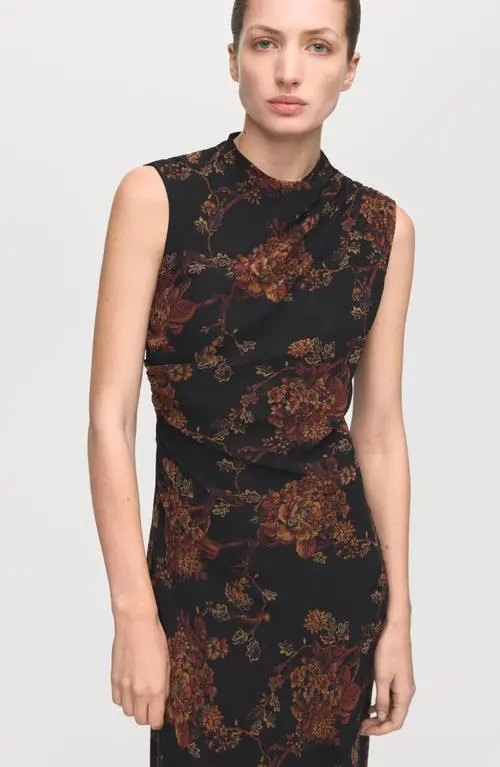 Mango Floral Shirred Dress
