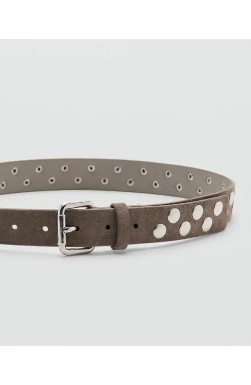 Mango Studded Suede Belt