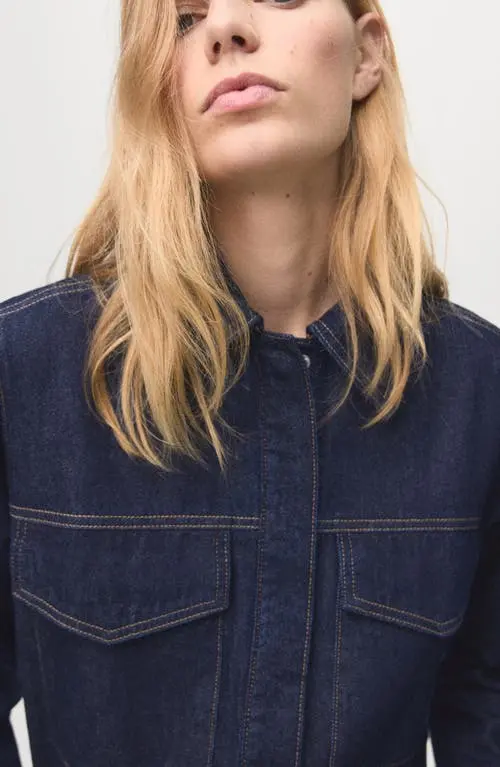 Mango Western Denim Snap-up Shirt