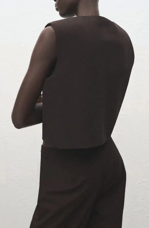 Mango Sleeveless Snap-up Crop Top