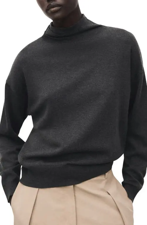 Mango Draped Turtleneck Sweater - Charcoal