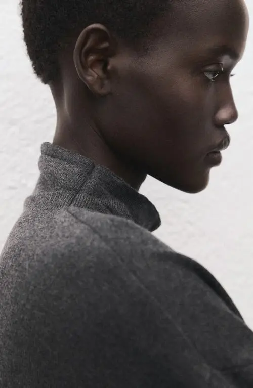 Mango Draped Turtleneck Sweater - Charcoal