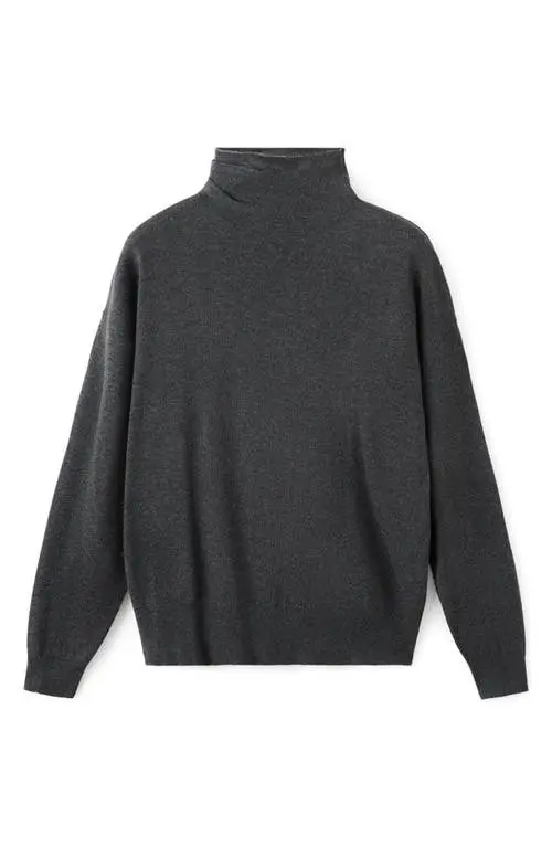 Mango Draped Turtleneck Sweater - Charcoal