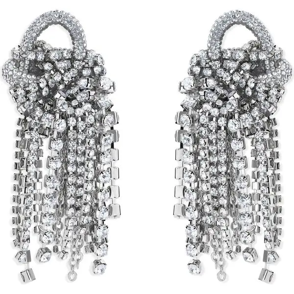 AREA Messy Chain Drop Earrings - Clear Crystal/silver