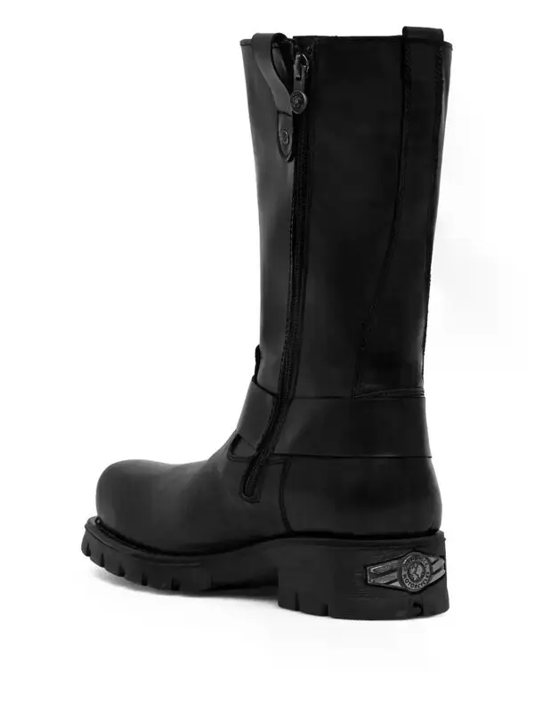 NEW ROCK Buckle-strap Biker Boots