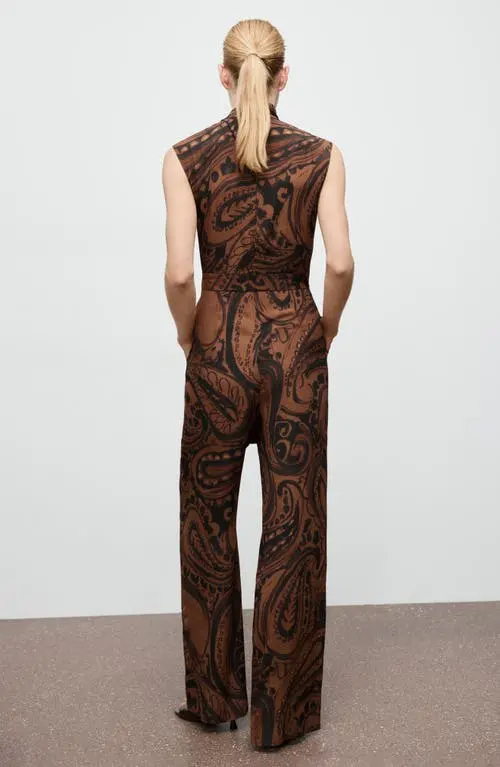 Mango Paisley Sleeveless Jumpsuit