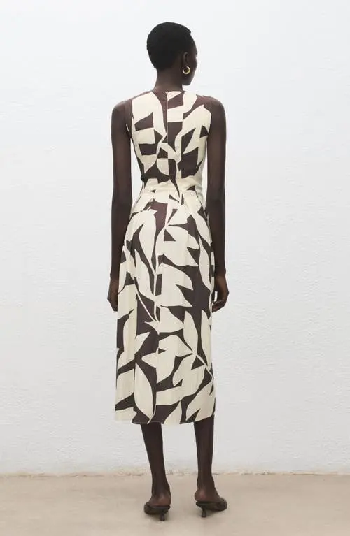Mango Printed Sleeveless Flare Midi Dress