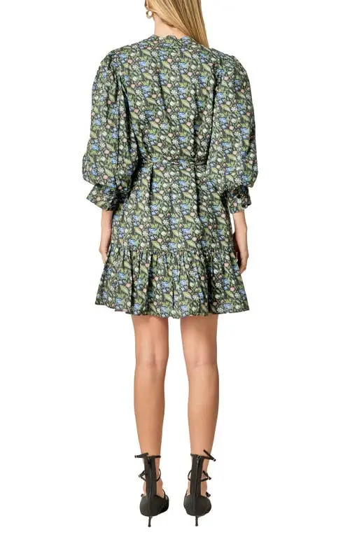 English Factory Cotton Mock Neck Button-up Minidress
