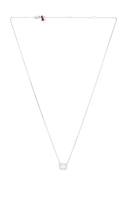 Shashi Emerald Baguette Necklace - Silver