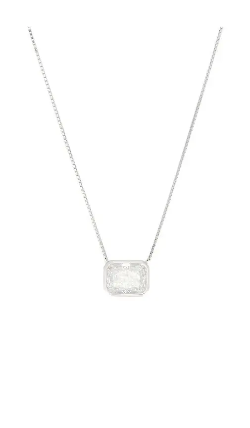 Shashi Emerald Baguette Necklace - Silver