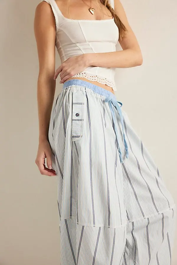 Free People Over The Moon House Pants - Chambray Combo
