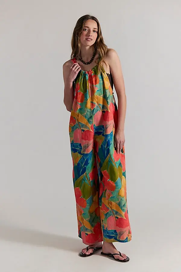 Free People Freebird Printed Jumpsuit - Tropical Combo