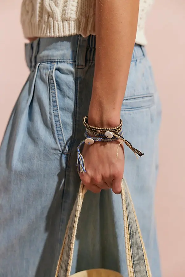 Free People Double Wrap Bracelet - Saltwater