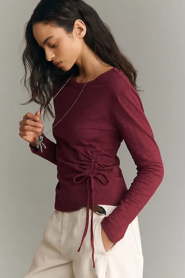 Wilt Round Neck Long Sleeve Top - Pomegranate