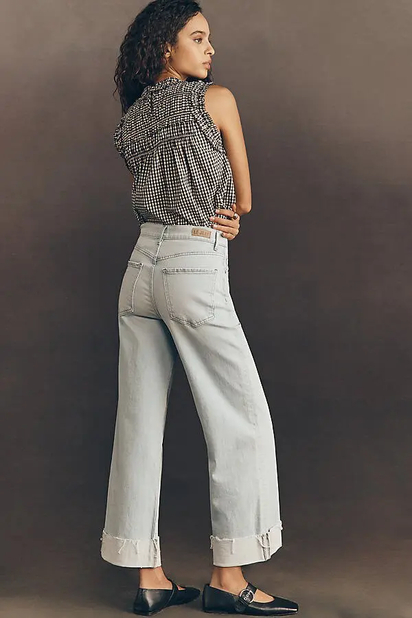 LE JEAN Column High-rise Wide-leg Cuffed Jeans - Sun Bleached