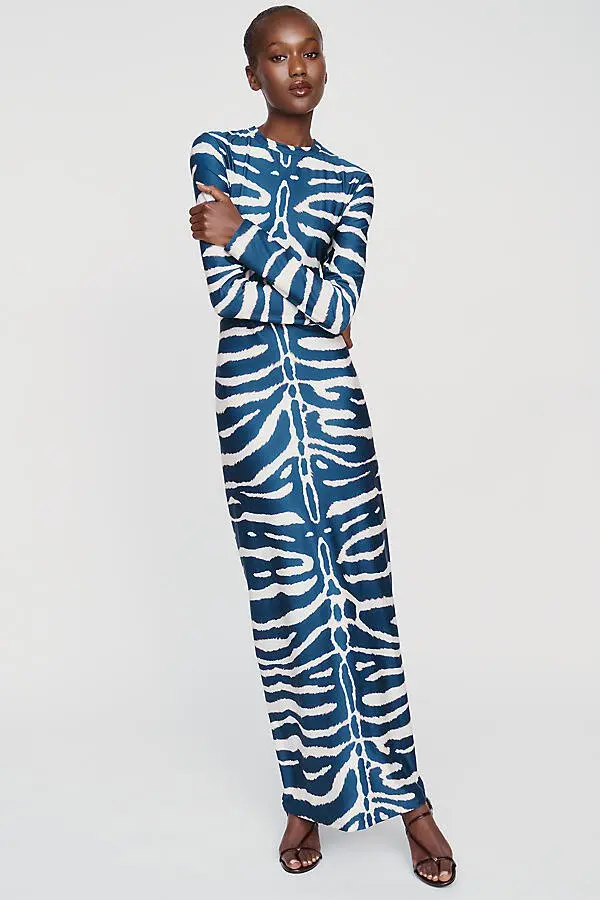 ESPECIA Print Fitted Maxi Dress - Indigo