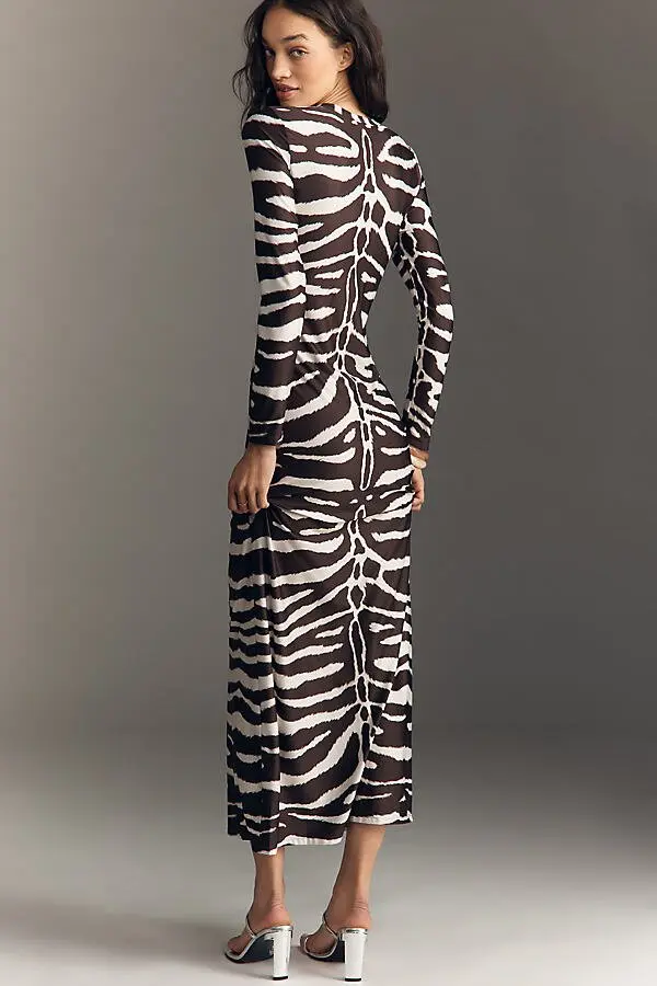 ESPECIA Animal Print Fitted Maxi Dress