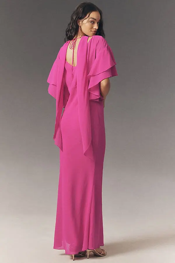 de la vali pink dress ESPERANZA LONG DRESS IN BALLET SILK SATIN  DE LA VALI OFFICIAL