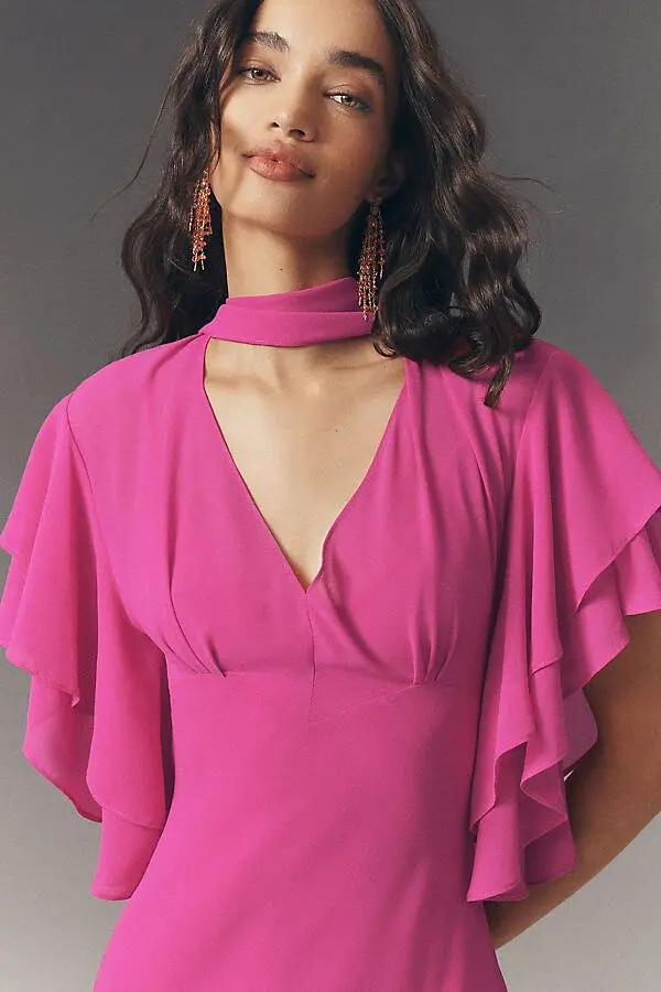 de la vali pink dress de La Vali Dolores Flutter-sleeve Maxi Dress