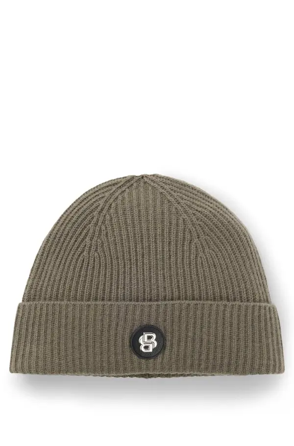 BOSS Wool-cashmere Beanie With Monogram - Light Brown