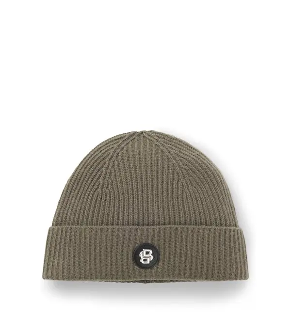 BOSS Wool-cashmere Beanie With Monogram - Light Brown