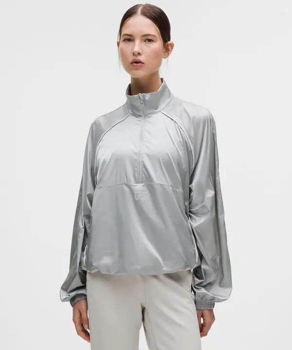 Lululemon Stretch-satin Flocked Training Track Jacket - Silver Drop/dove Grey