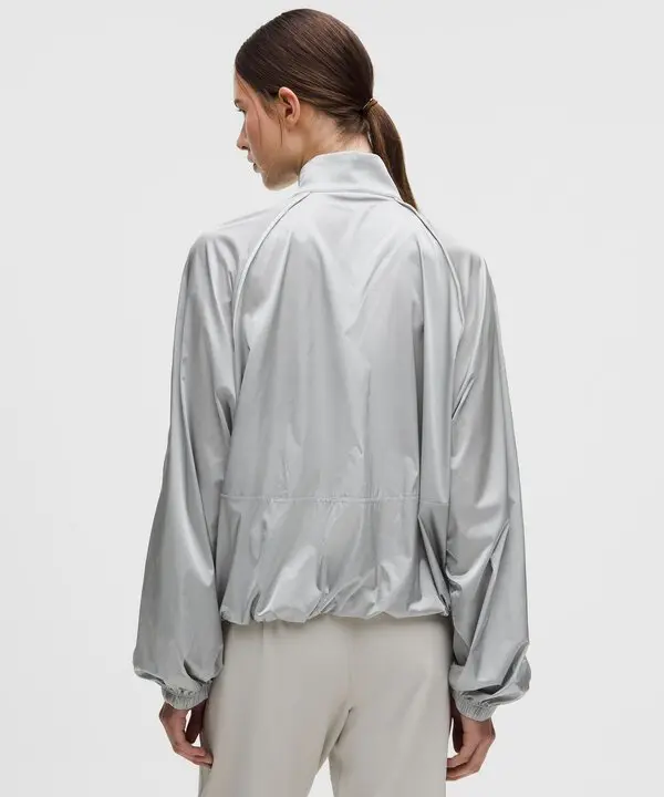 Lululemon Stretch-satin Flocked Training Track Jacket - Silver Drop/dove Grey