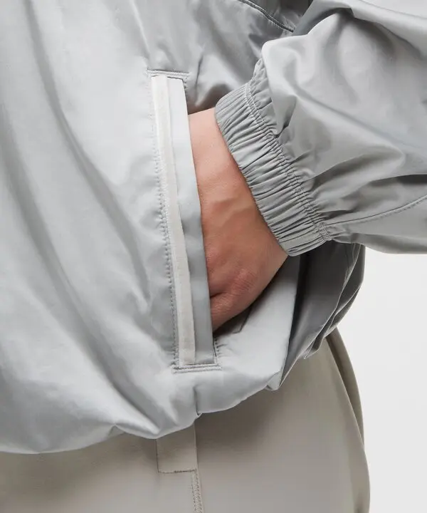 Lululemon Stretch-satin Flocked Training Track Jacket - Silver Drop/dove Grey