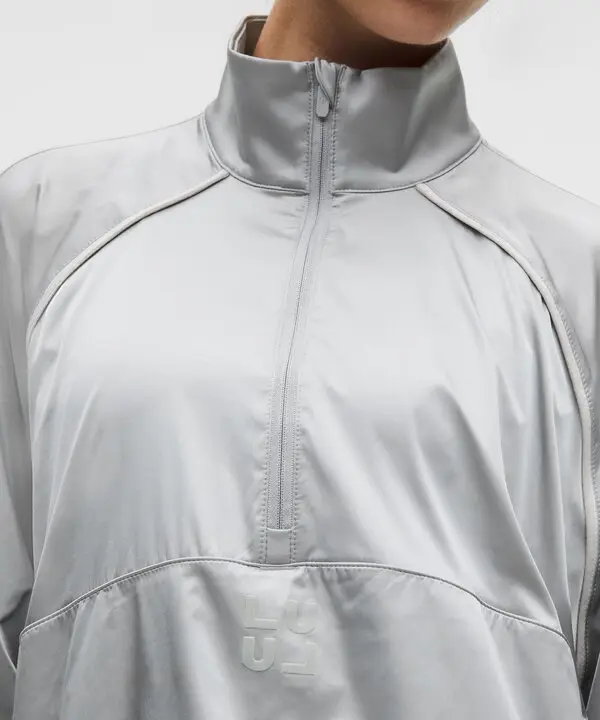Lululemon Stretch-satin Flocked Training Track Jacket - Silver Drop/dove Grey