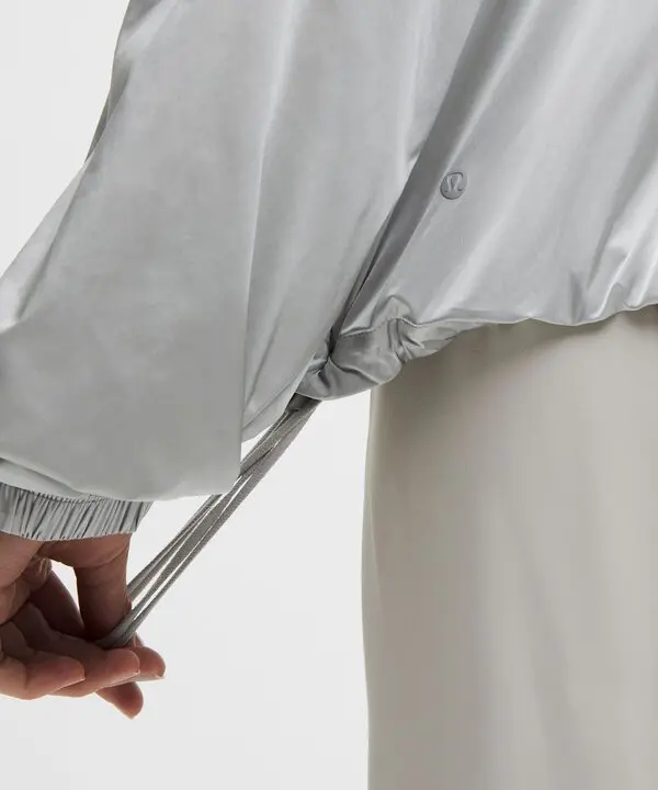 Lululemon Stretch-satin Flocked Training Track Jacket - Silver Drop/dove Grey