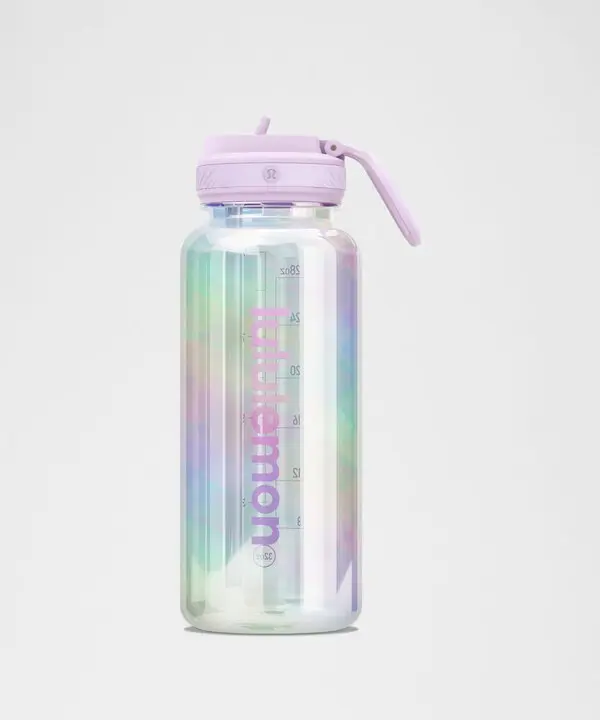 Lululemon Back To Life Clear Bottle 32oz Straw Lid - Iridescent/sheer Violet