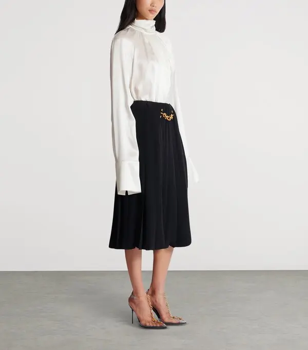 Balmain Chain-detail Pleated Midi Skirt