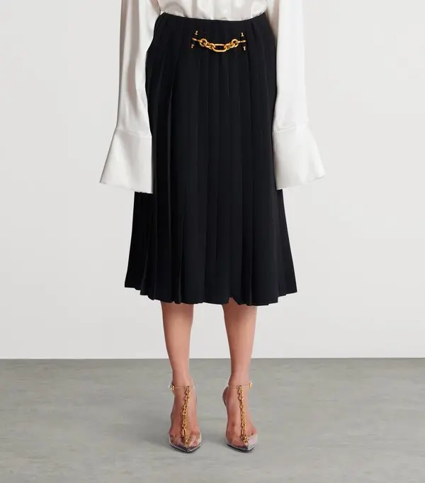 Balmain Chain-detail Pleated Midi Skirt