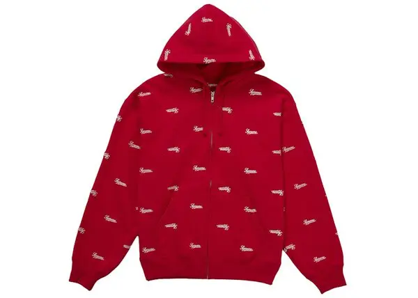 Supreme Repeat Script Zip Up Hooded Sweatshirt