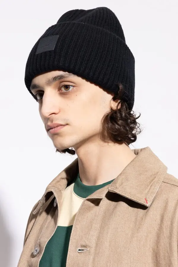 Acne Studios Beanie With Logo Patch - Black