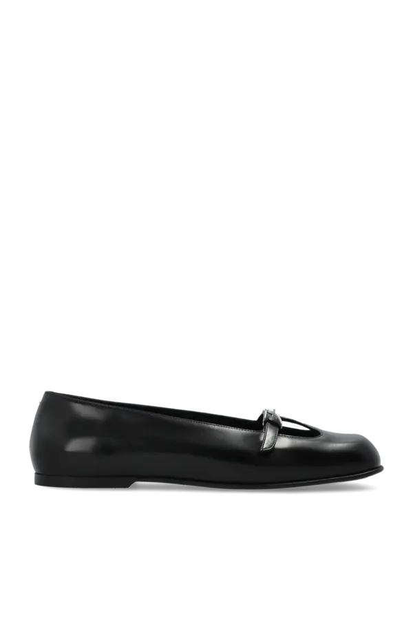 NODALETO Leather Ballerina Flats - Black