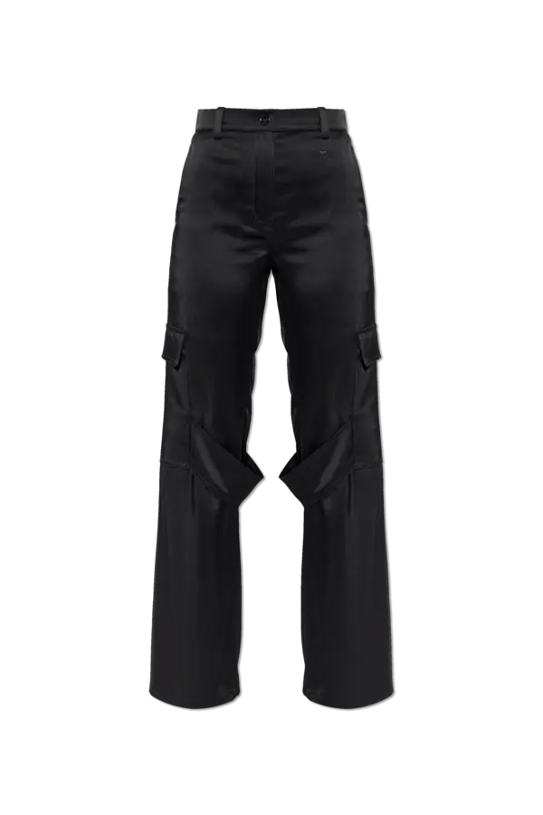 COURREGES Satin Cargo Pants - Black