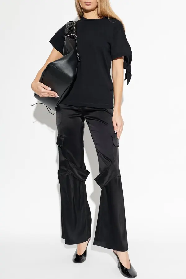 COURREGES Satin Cargo Pants - Black