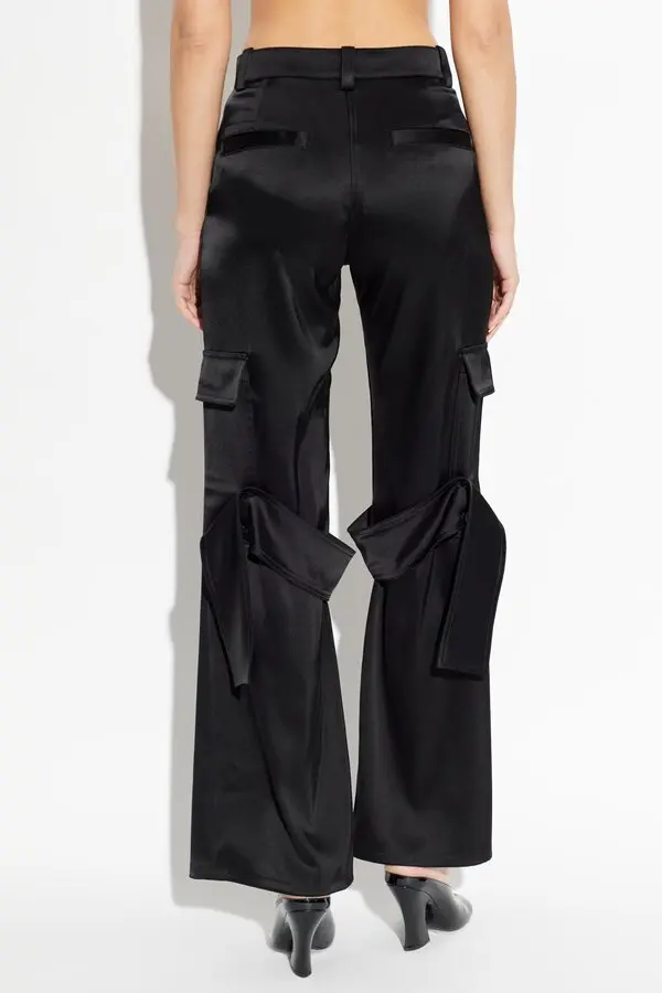 COURREGES Satin Cargo Pants - Black